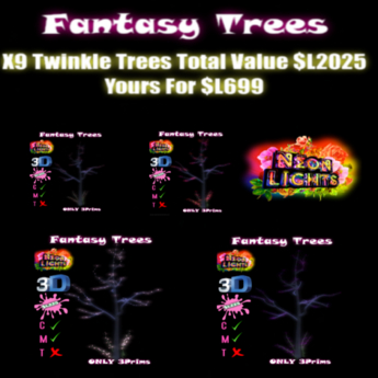 Second Life Marketplace - [G&D] Neon Twinkle Tree w-Grass X9 Complete ...